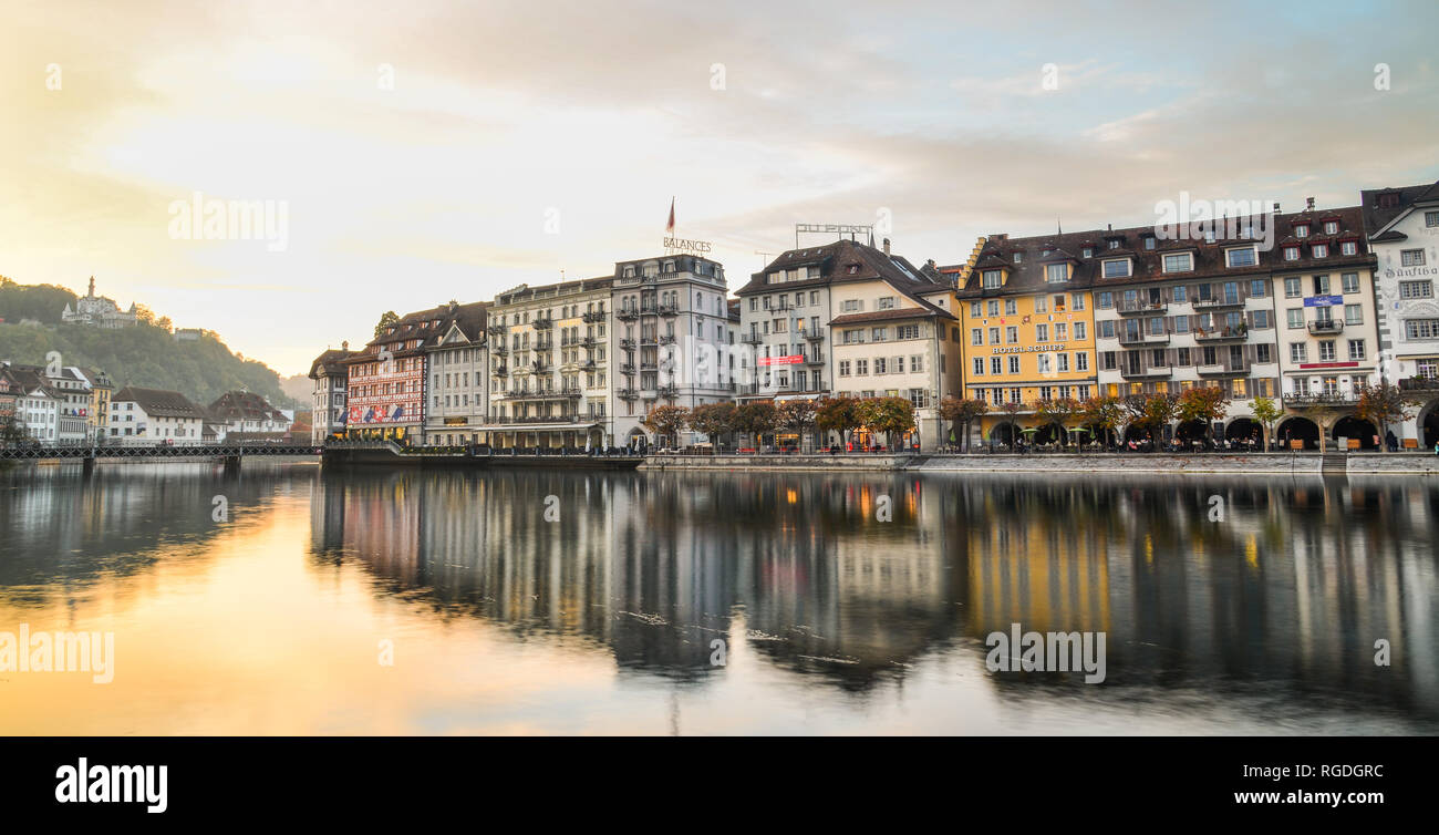 Lucerne, Switzerland - Oct 23, 2018. Views of the famous river ...