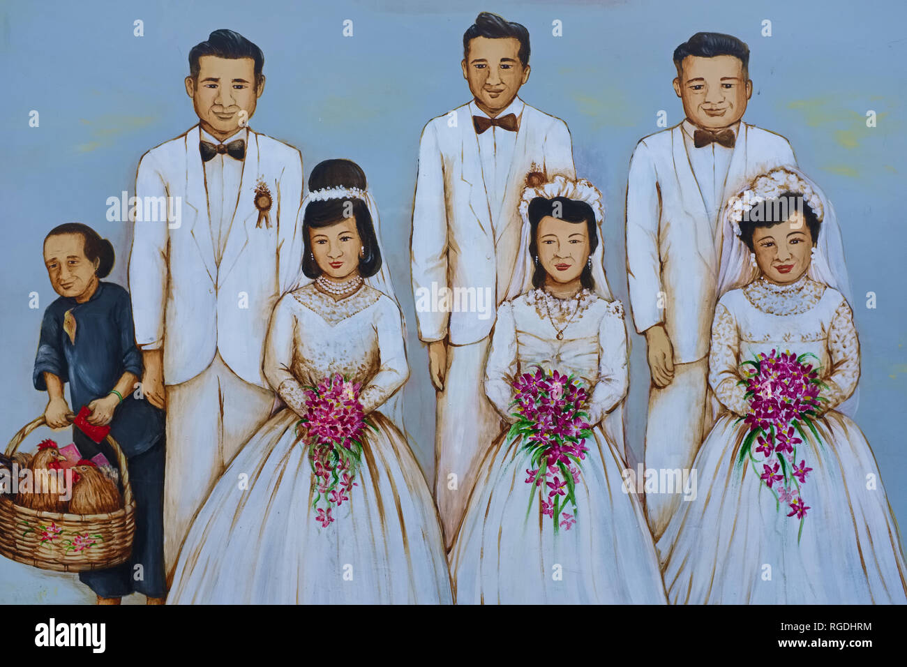 Part of a wall painting by Yip Yew Chong, at the back of Thian Hock ...