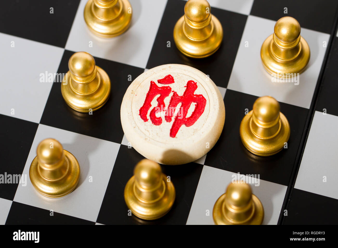 The game between Chinese chess and chess Stock Photo - Alamy