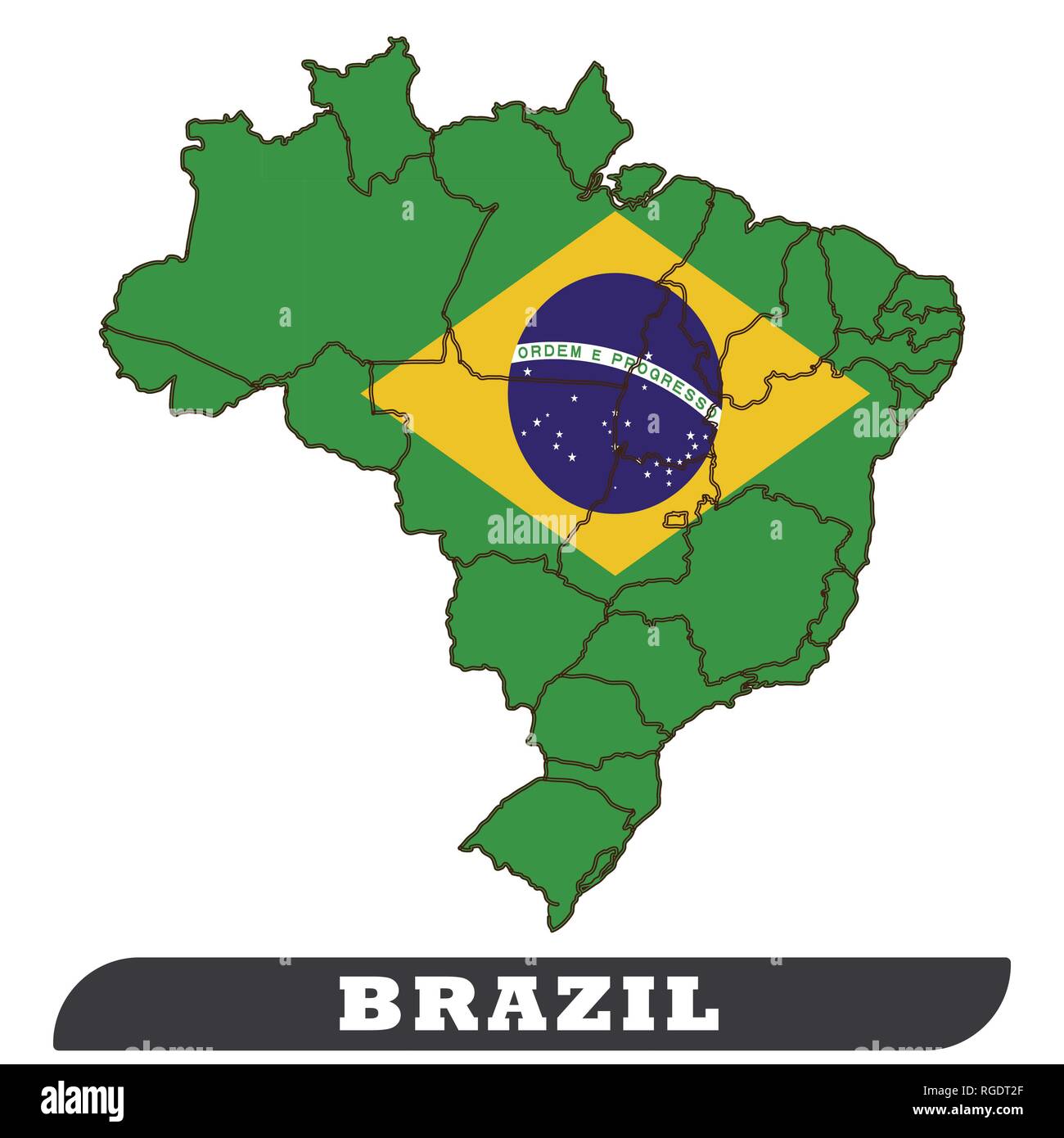Brazil Map and Flag Stock Photo - Alamy