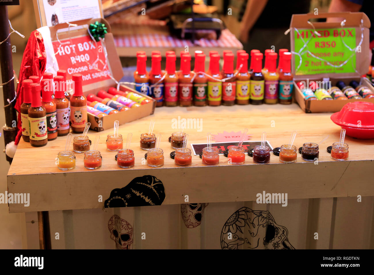 Food stalls at the Bay Harbour market in Hout Bay, Cape Town, South ...
