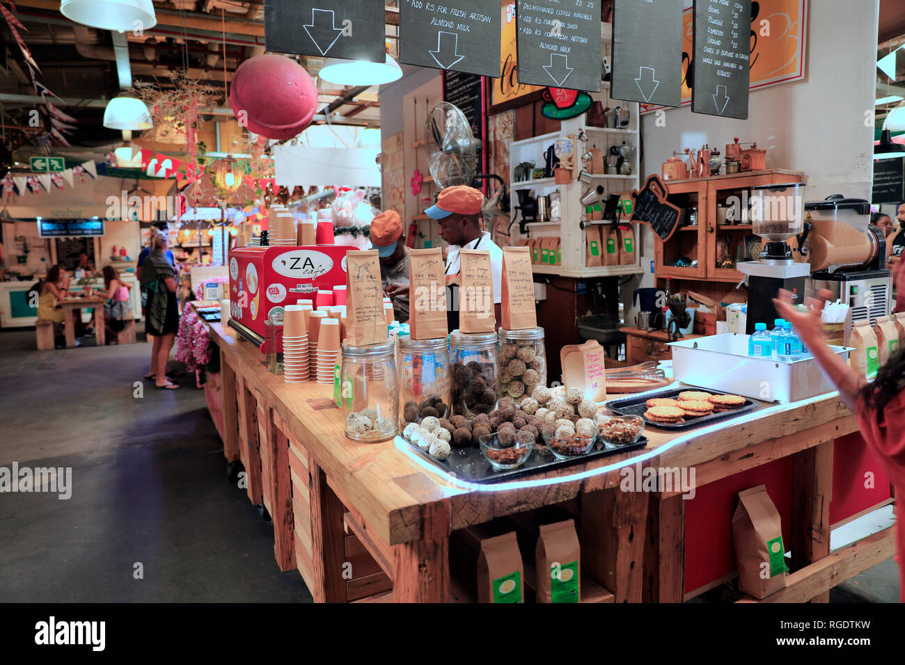 Food stalls at the Bay Harbour market in Hout Bay, Cape Town, South ...