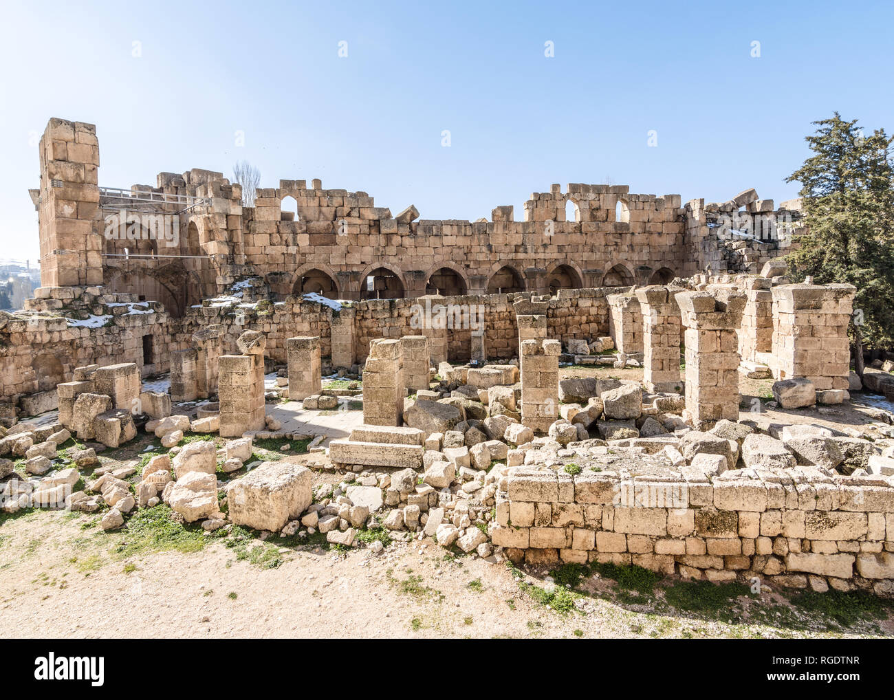 Remains of the Medieval fortifications in Heliopolis Roman ruins ...