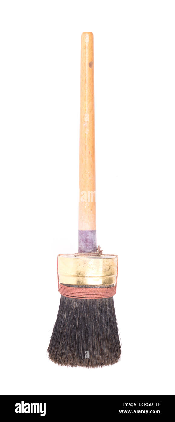 Old paintbrush isolated on a white background Stock Photo - Alamy