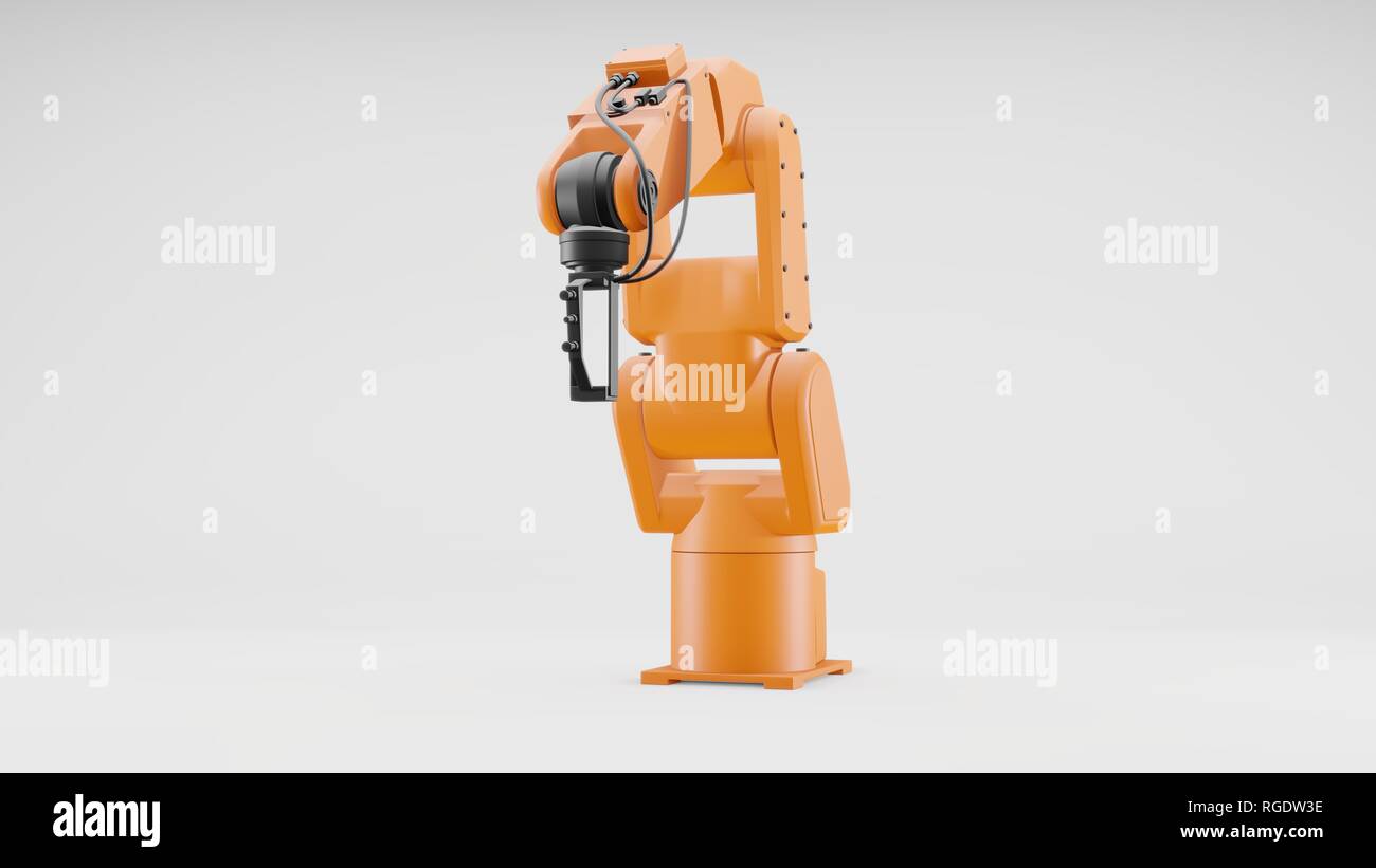 Robotic arm on gray background. Industrial robot manipulator Stock ...