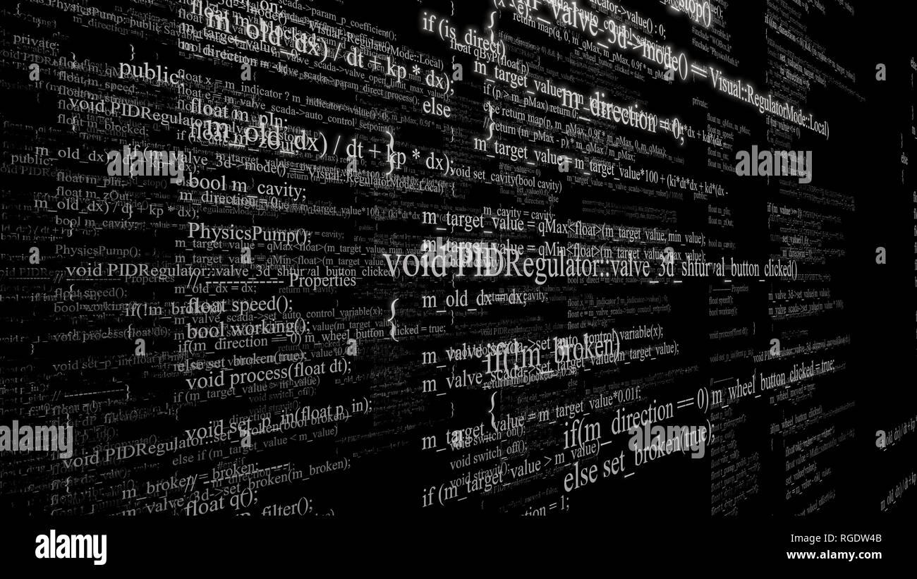 Software Source Code Layers Of Program Code On Black Background Stock 3975
