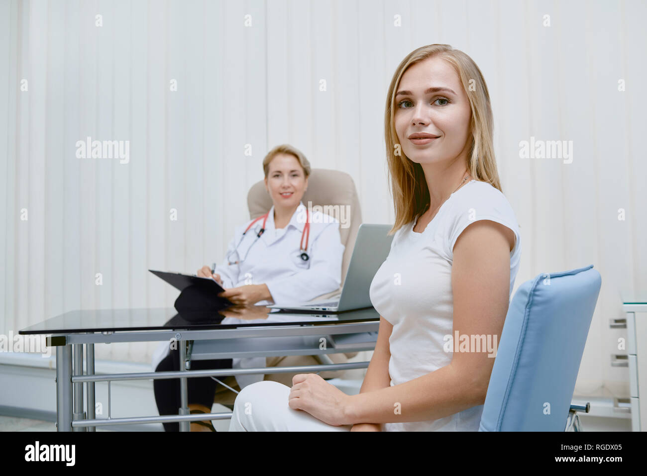 Front view of two women on medical daily observation in private clinic ...