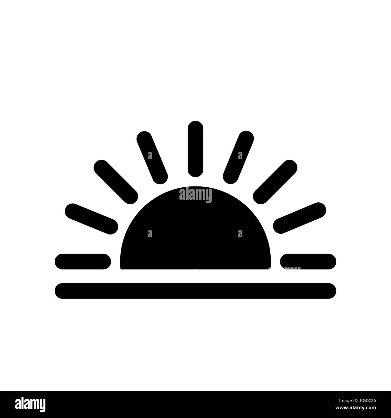 Sunshine icon sunrise weather Black and White Stock Photos & Images - Alamy