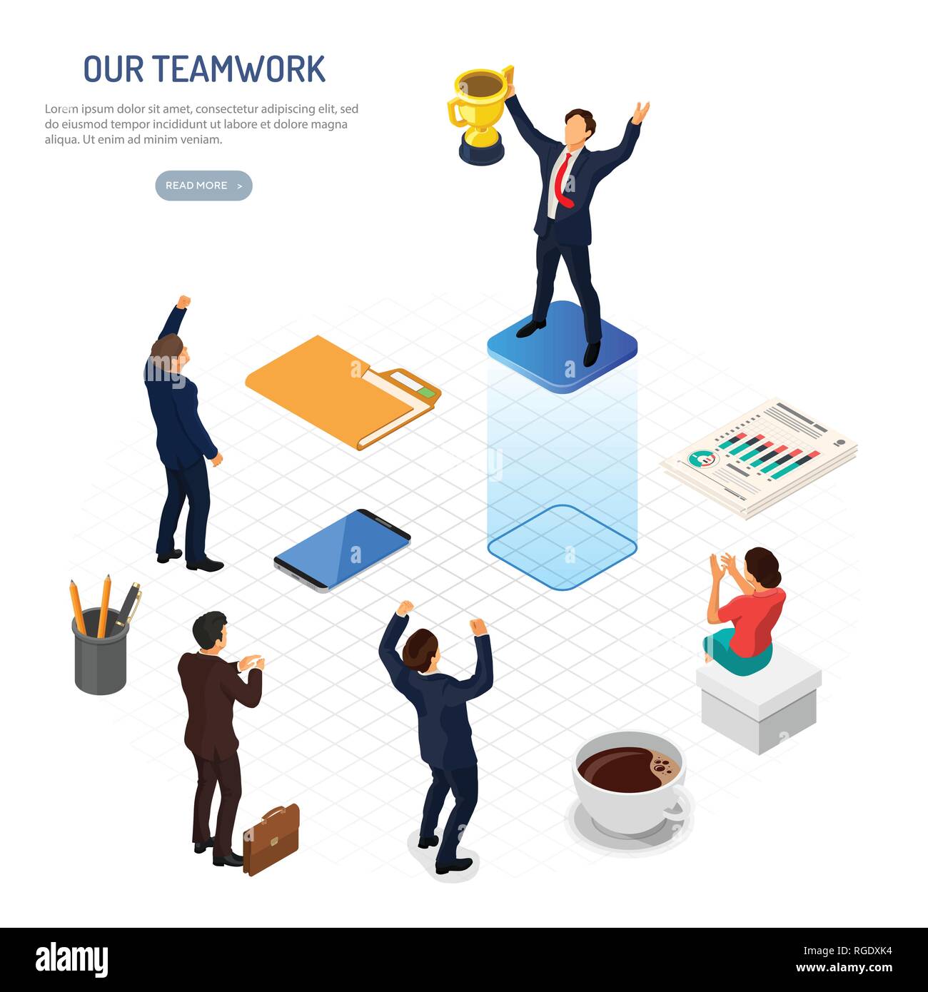 Isometric Business Teamwork Success Concept Stock Vector Image & Art ...