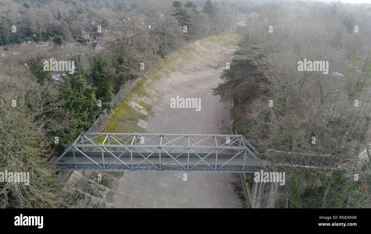 The remain of the concrete Banked Track at Brooklands, the world's ...