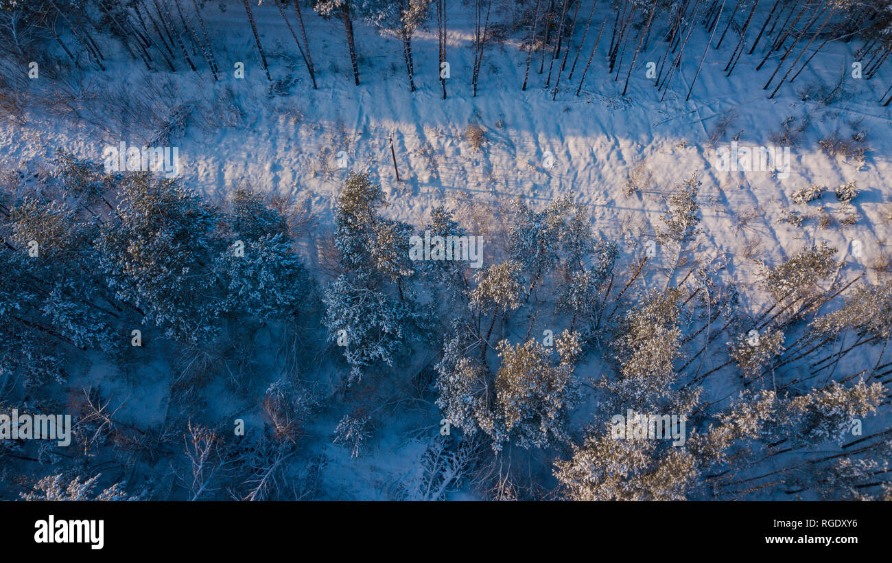 Aerial top down winter snow hi-res stock photography and images - Alamy