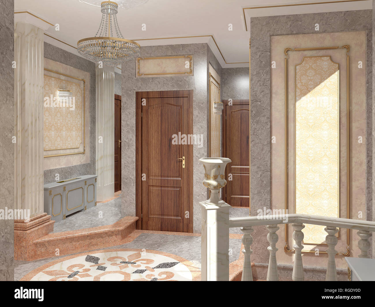 3d corridor / hallway rendering Stock Photo - Alamy
