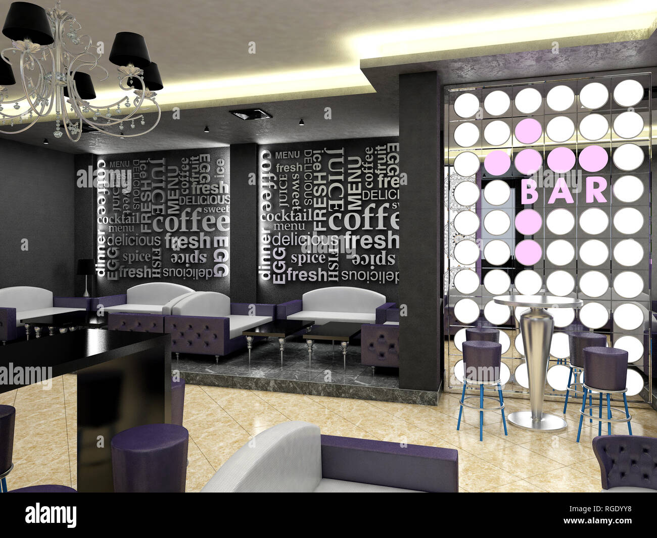 3d restaurant / bar render Stock Photo - Alamy