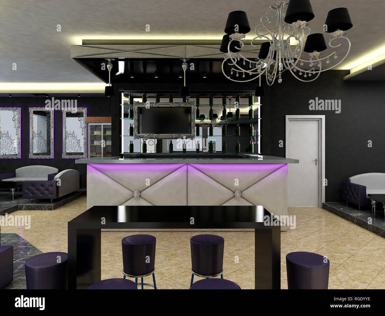 3d restaurant / bar render Stock Photo - Alamy