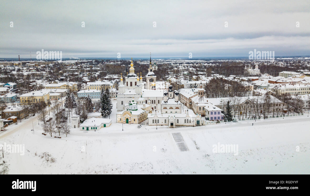 Aerial monasteries and churches in Veliky Ustyug is a town in Vologda ...