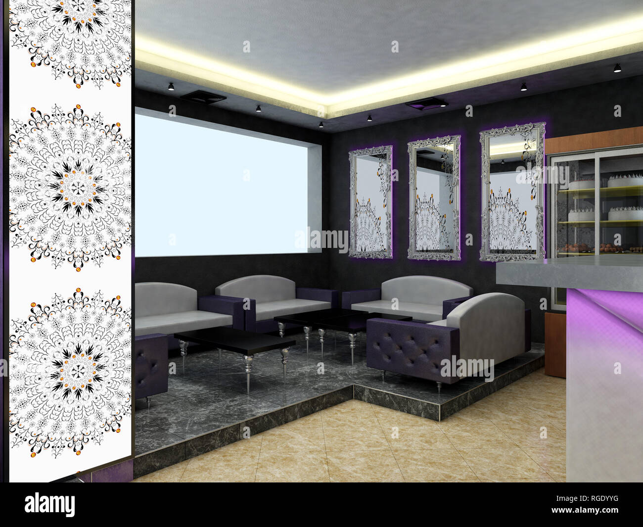 3d restaurant / bar render Stock Photo - Alamy