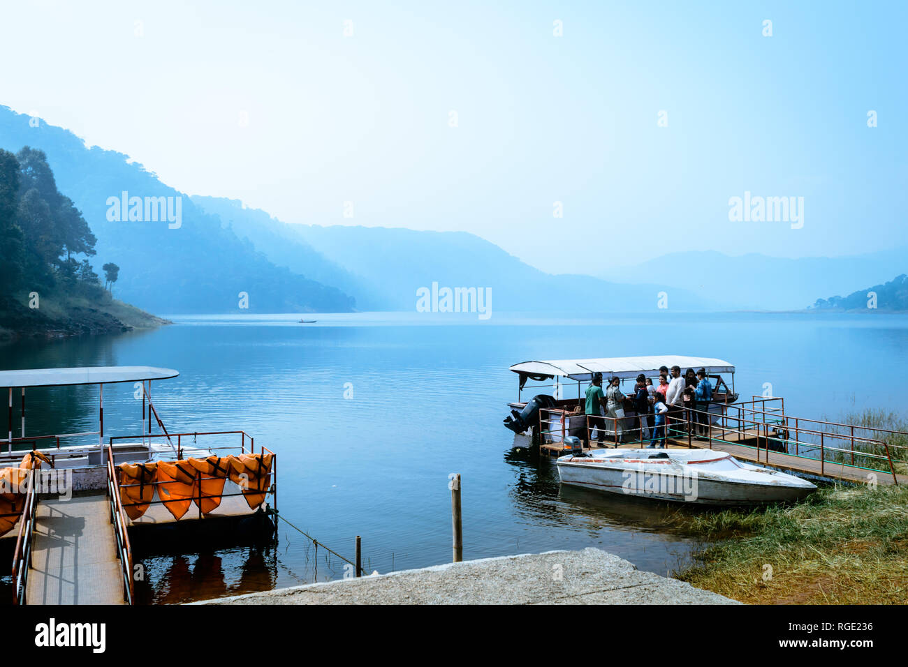Umiam lake, shillong, Assam, India, December 15, 2017: Indian tourists ...