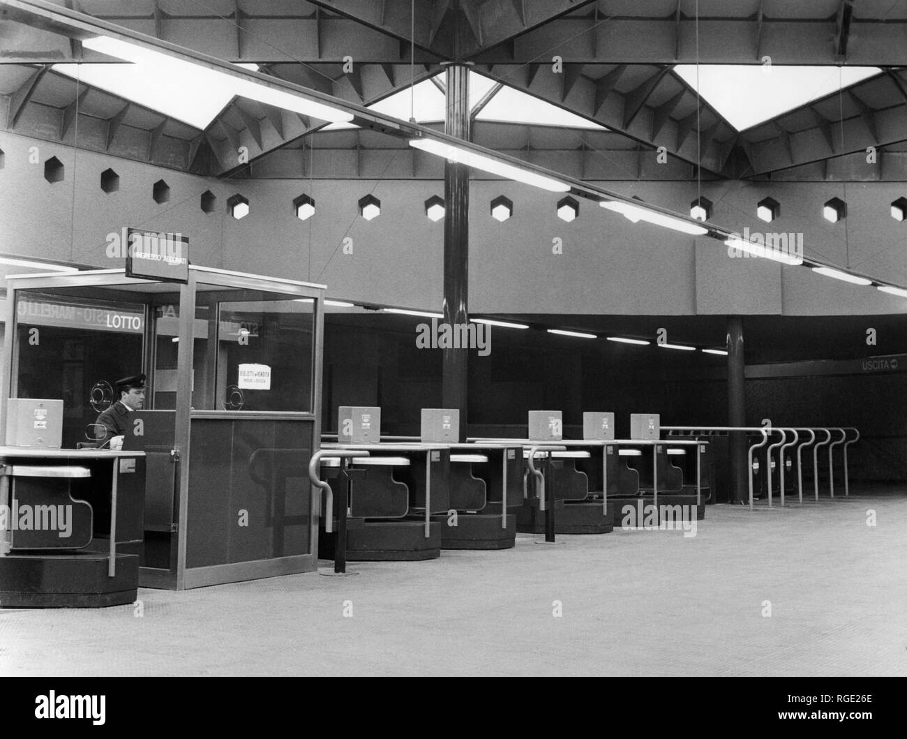Italy, Lombardy, Milan, entrance gates to the trains, 1965 Stock Photo ...