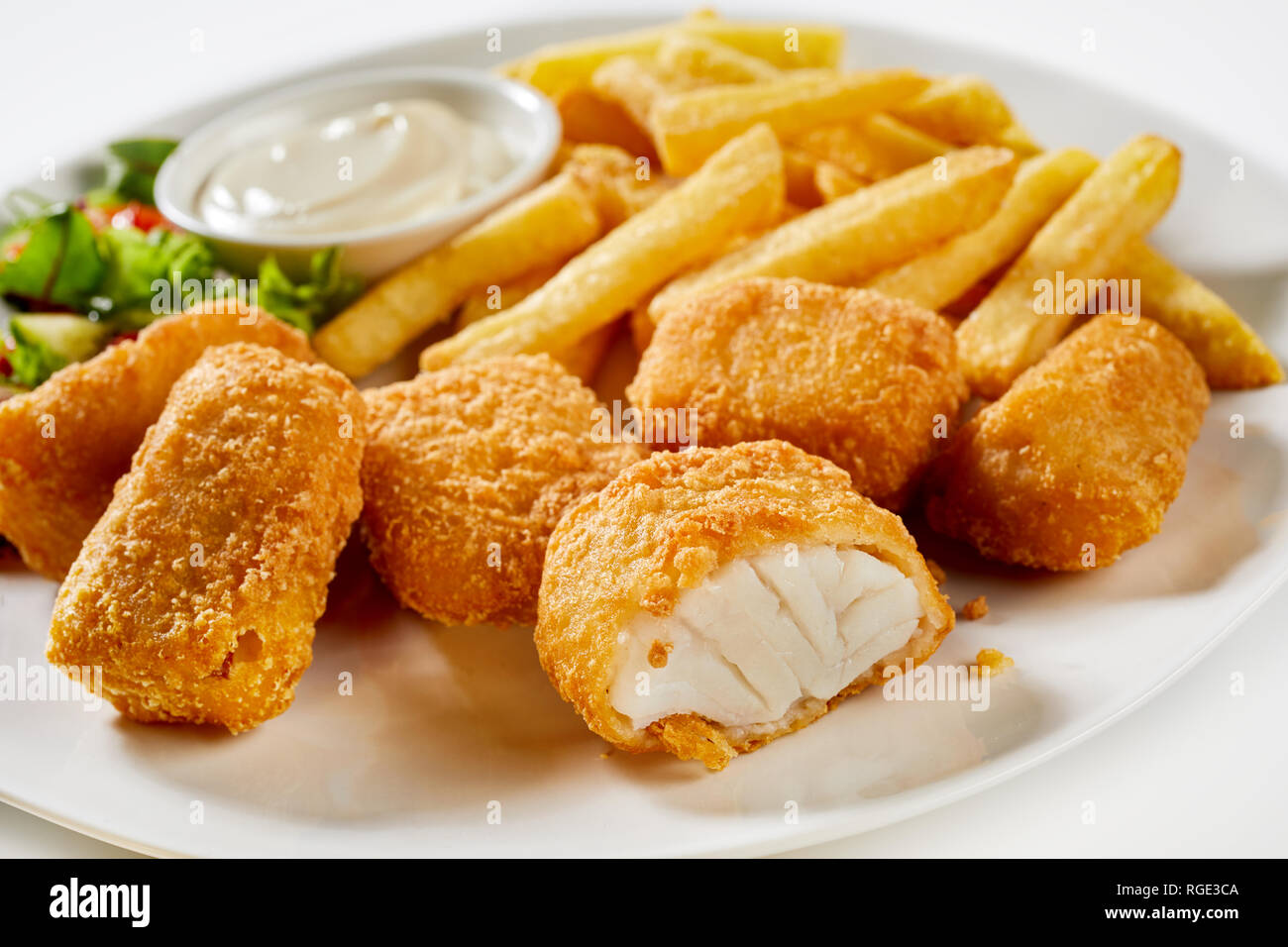 Tasty seafood appetizer of breaded kibbeling, a Dutch recipe for bite ...