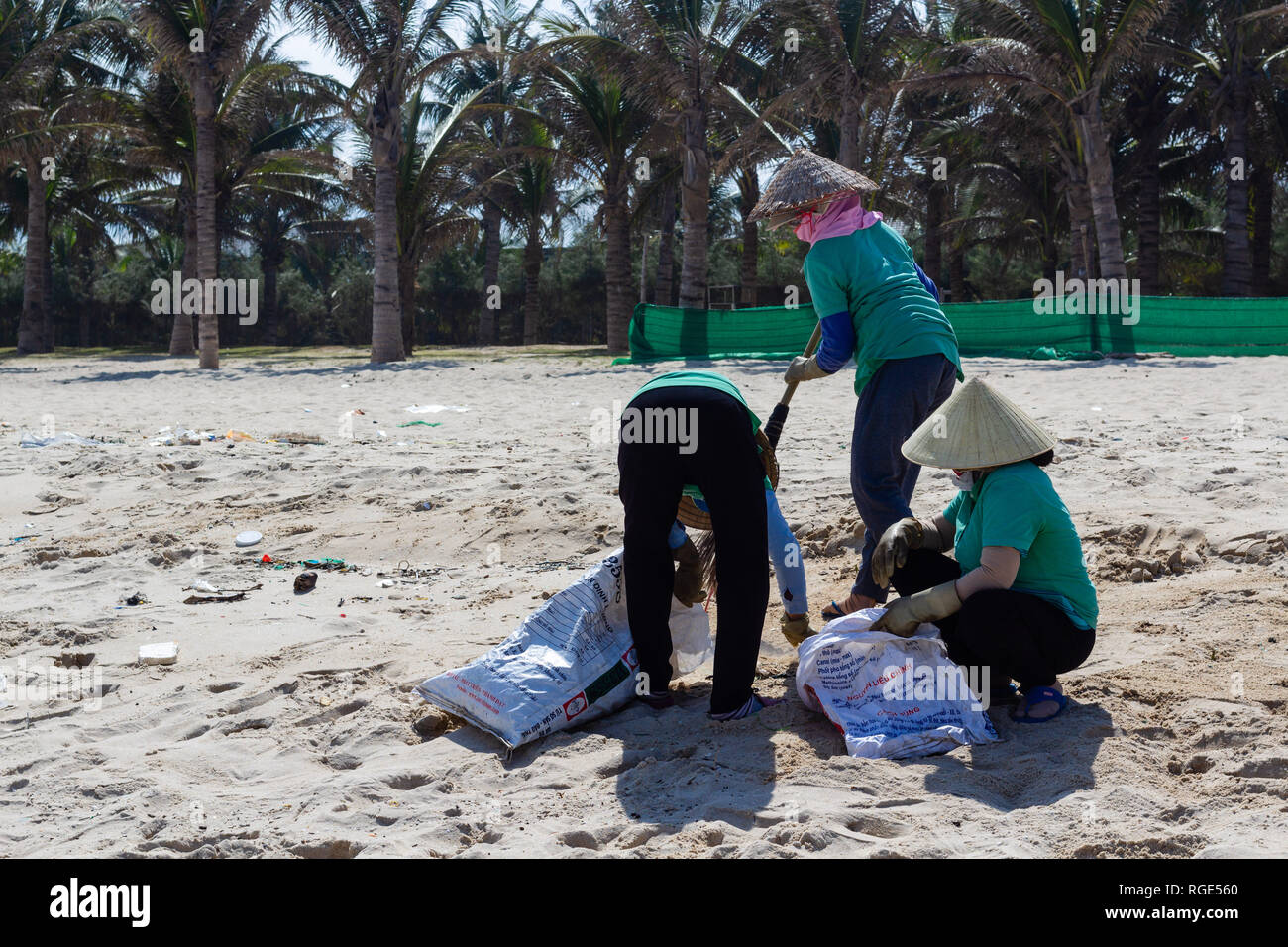 Beach pollution, plastic and waste from ocean on the beach Stock Photo ...