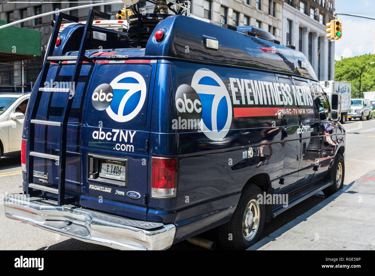 New York City, USA - July 26, 2018: News television network van called ...