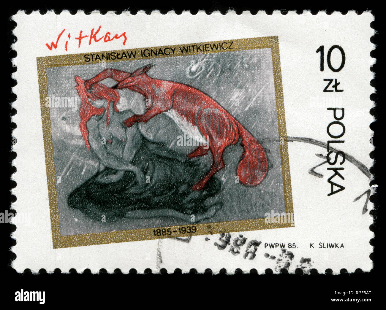 Postage stamp from the Poland in the Paintings By S.I.Witkiewicz series ...