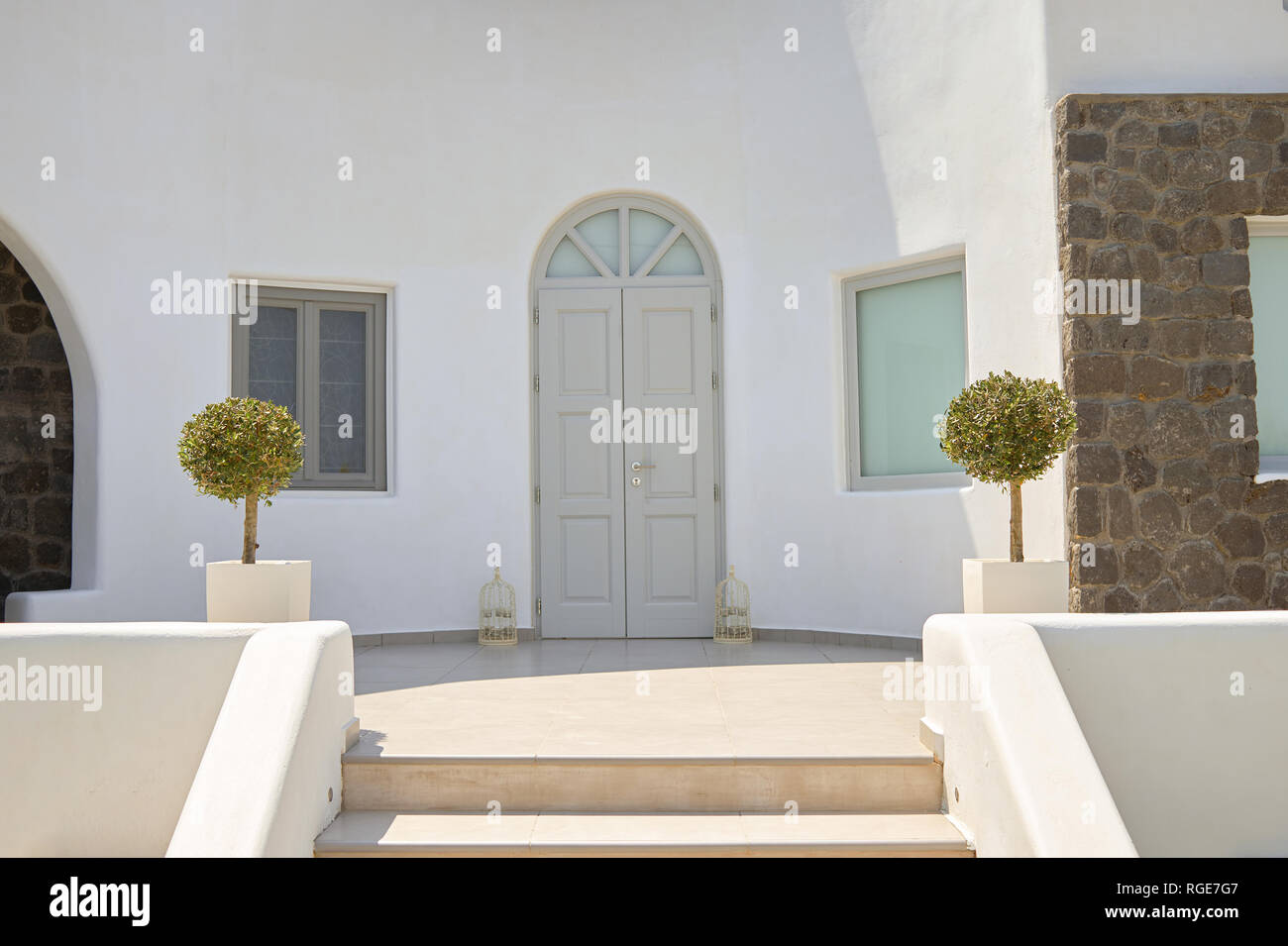 White building on Santorini Island Stock Photo - Alamy