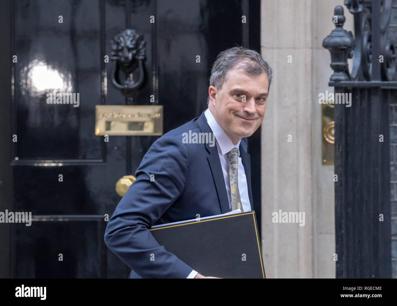 London, UK. 29th January, 2019. Julian Smith, Chief Whip, leaves a ...