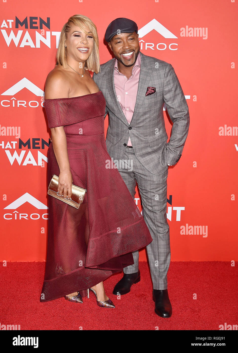 WESTWOOD, CA - JANUARY 28: Will Packer (R) and Heather Hayslett arrive ...