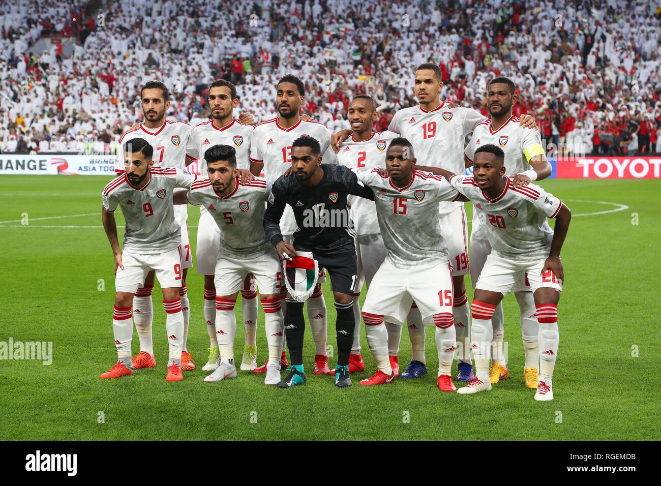 Abu Dhabi, UAE. 29th Jan, 2019. United Arab Emirates team group line-up ...
