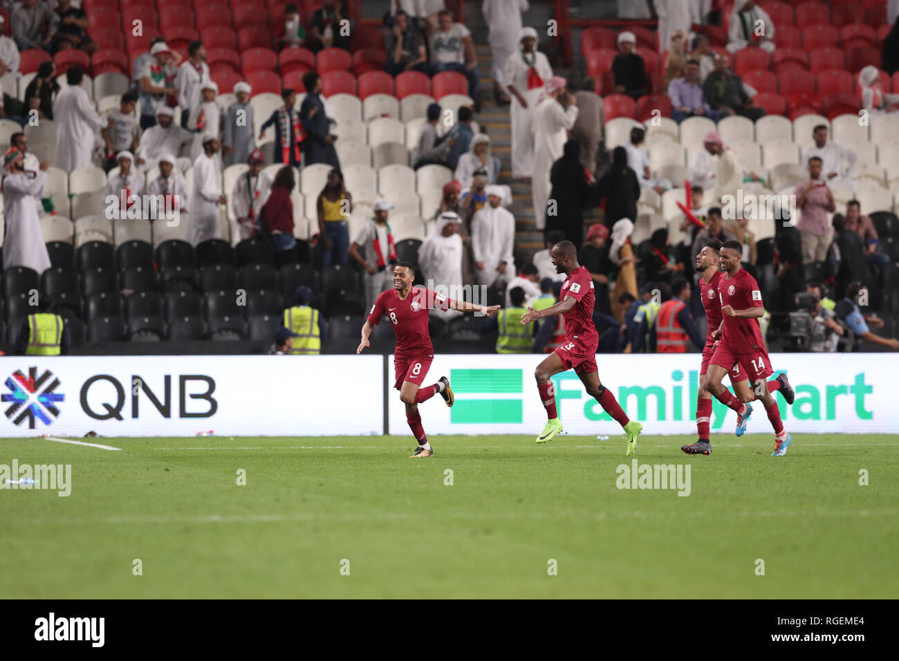 Abu Dhabi, UAE. 29th Jan, 2019. Qatar team group (UAE) Football/Soccer ...