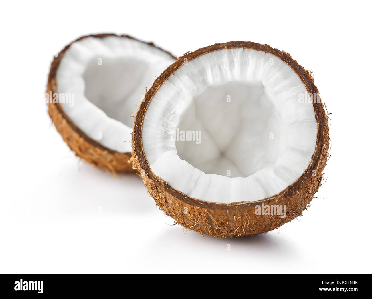 fresh ripe cracked coconut isolated on white background Stock Photo - Alamy