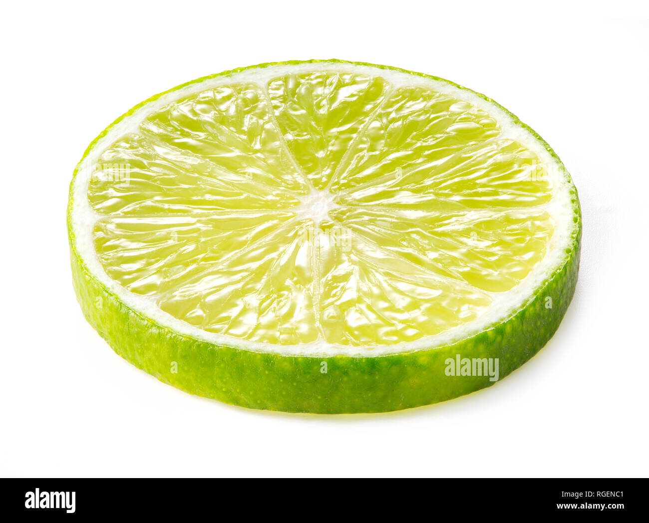 single slice of lime isolated on white background Stock Photo - Alamy