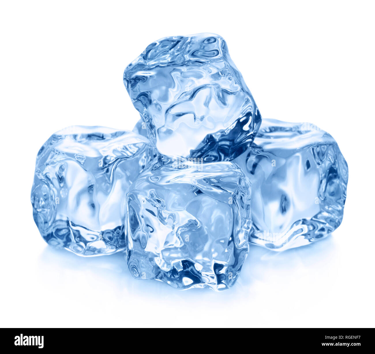heap of blue ice cubes isolated on white background Stock Photo - Alamy