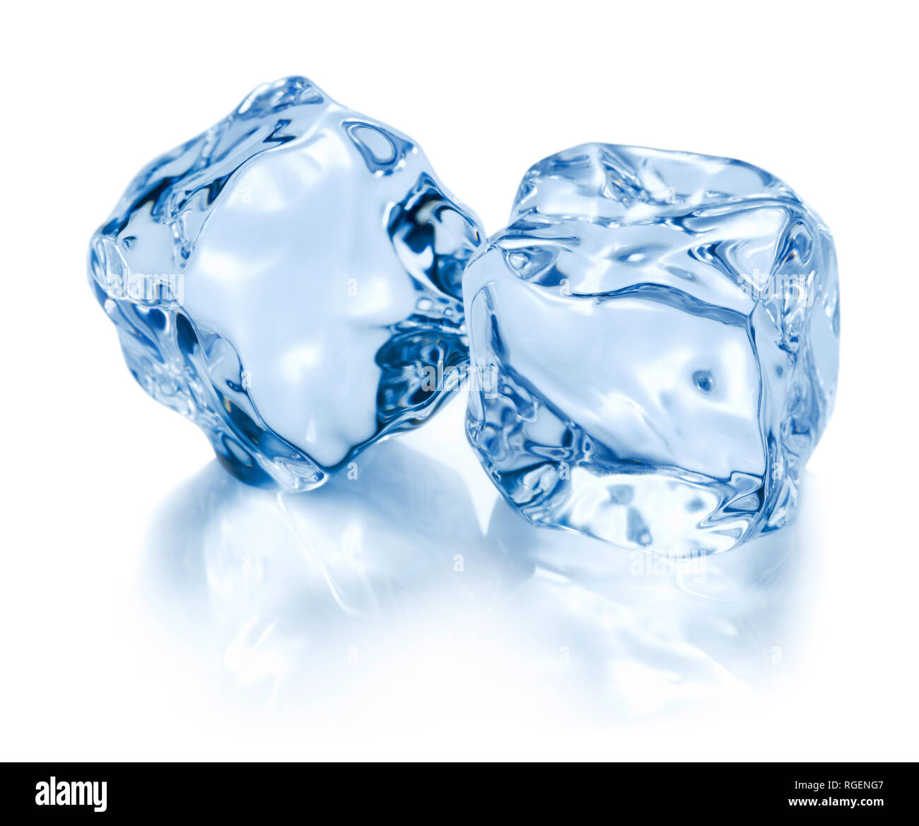 heap of blue ice cubes isolated on white background Stock Photo - Alamy