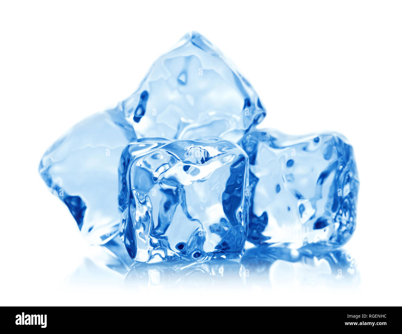 heap of blue ice cubes isolated on white background Stock Photo - Alamy