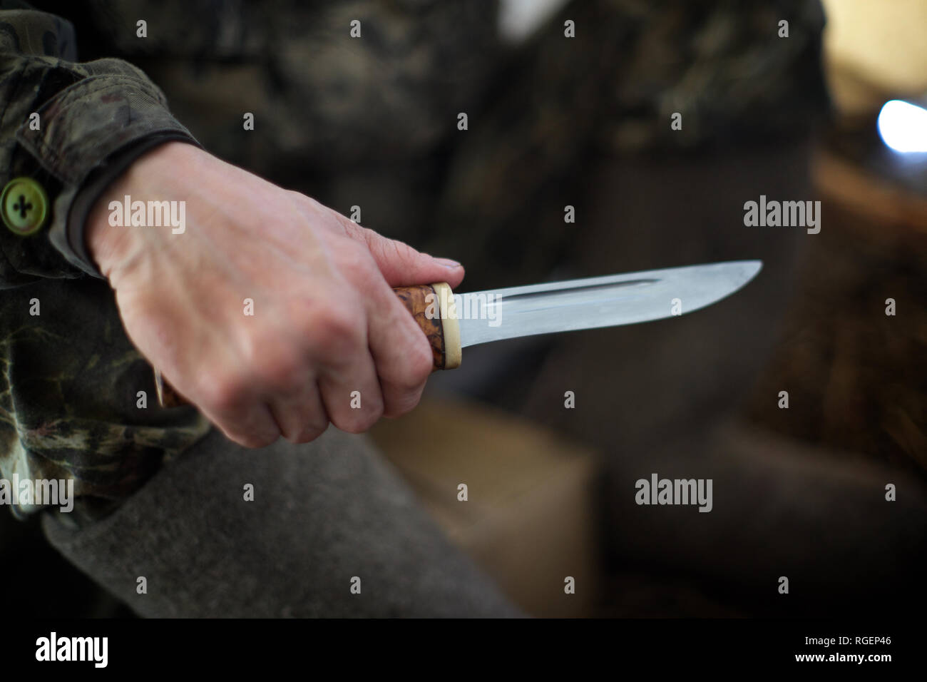 Man holding knife silhouette hi-res stock photography and images - Alamy