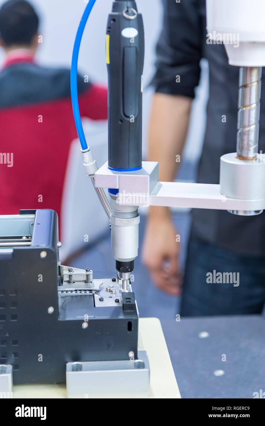 robot drill machine tool at mobile industrial manufacture factory Stock ...