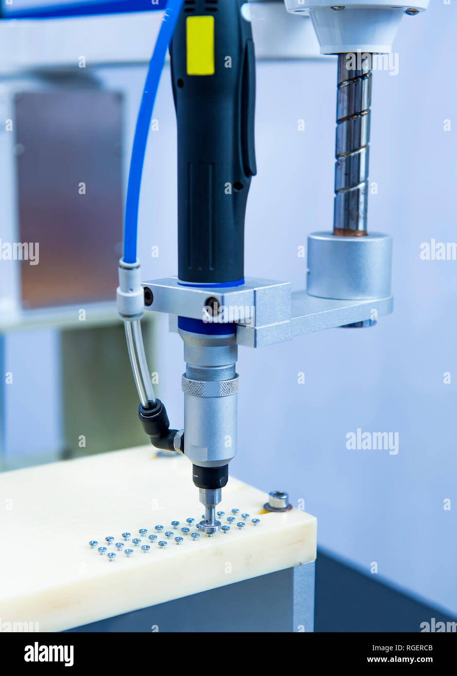 robot drill machine tool at mobile industrial manufacture factory Stock ...