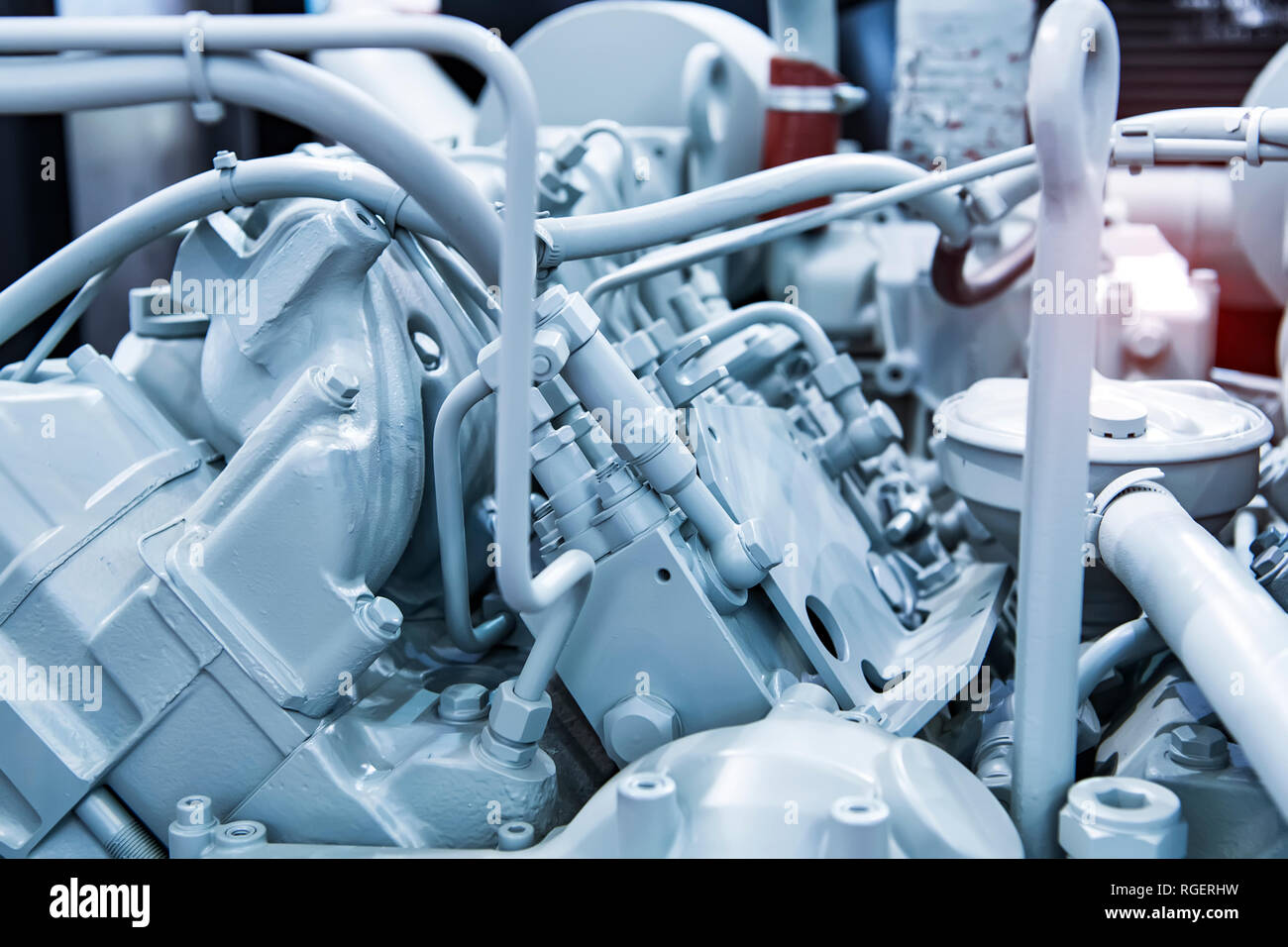 Cylinder block of a large diesel engine Stock Photo - Alamy
