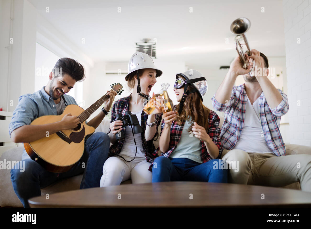 Cheerful happy group of friends having fun Stock Photo - Alamy