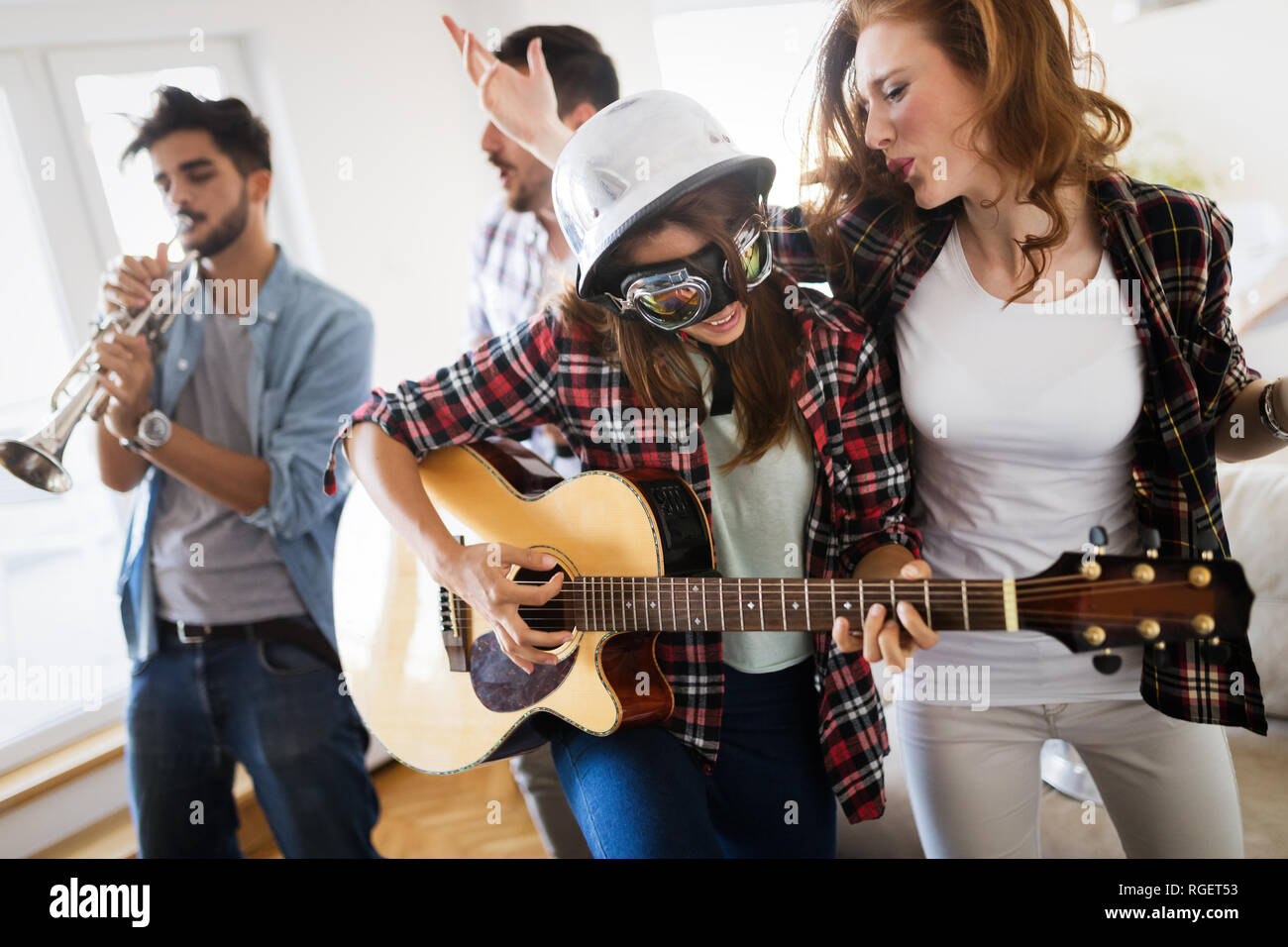 Joyful woman having fun music hi-res stock photography and images - Alamy