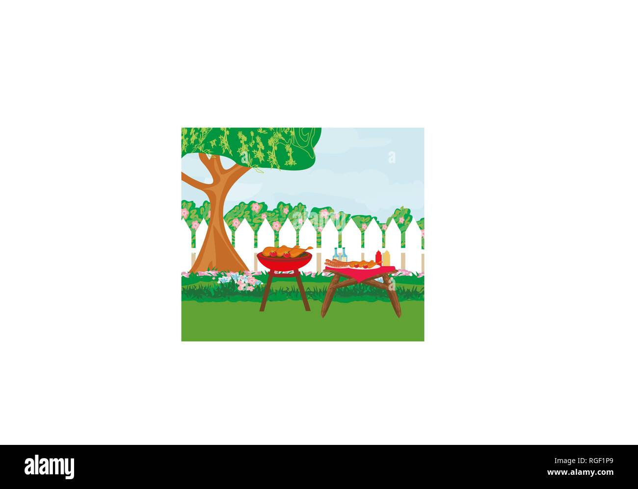 Illustration of backyard barbecue Stock Vector Image & Art - Alamy