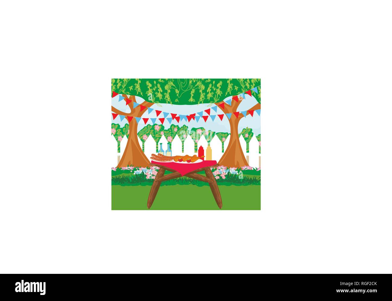 Illustration of backyard barbecue Stock Vector Image & Art - Alamy