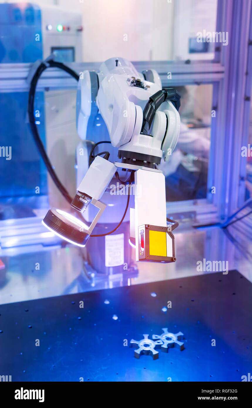 Robotic vision sensor camera system in intellegence factory Stock Photo ...