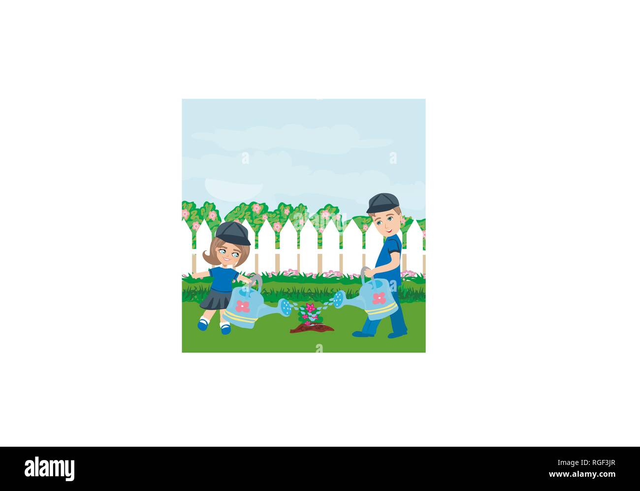 watering the tree Stock Vector Image & Art - Alamy