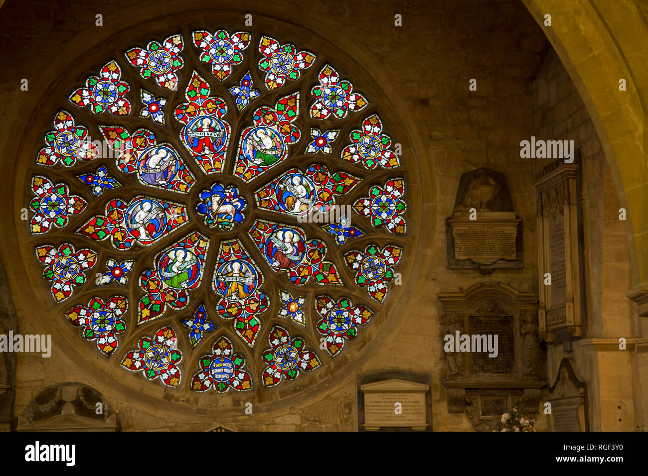 Rose Stained Glass Window, St Mary Minster Church; Cheltenham; England ...