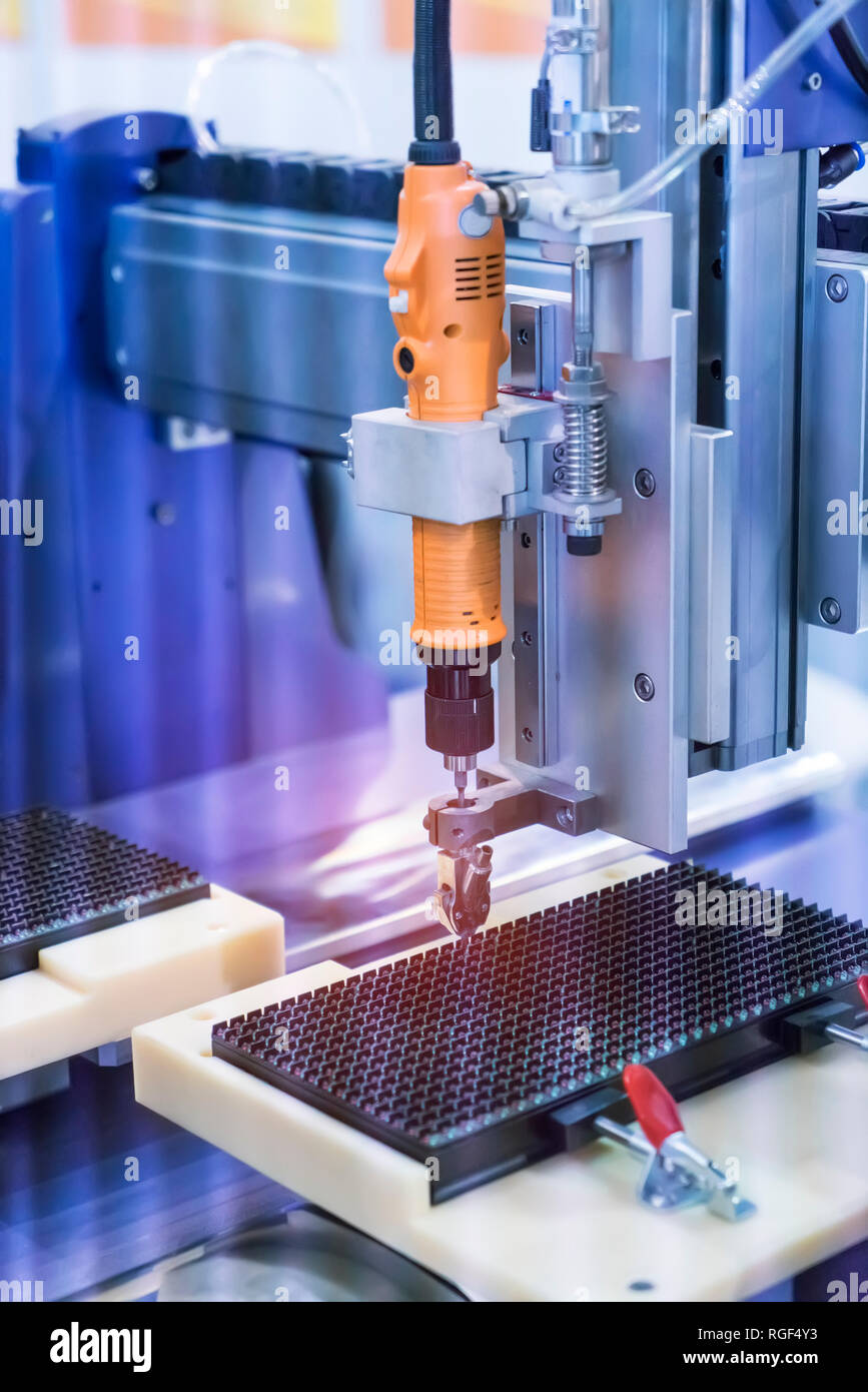 robot drill machine tool at mobile industrial manufacture factory Stock ...