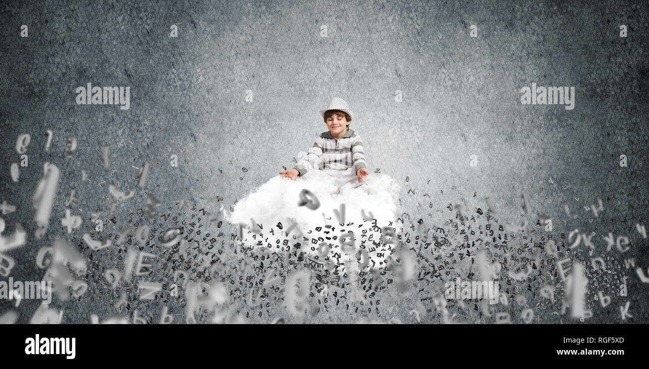 Little boy keeping mind conscious Stock Photo - Alamy