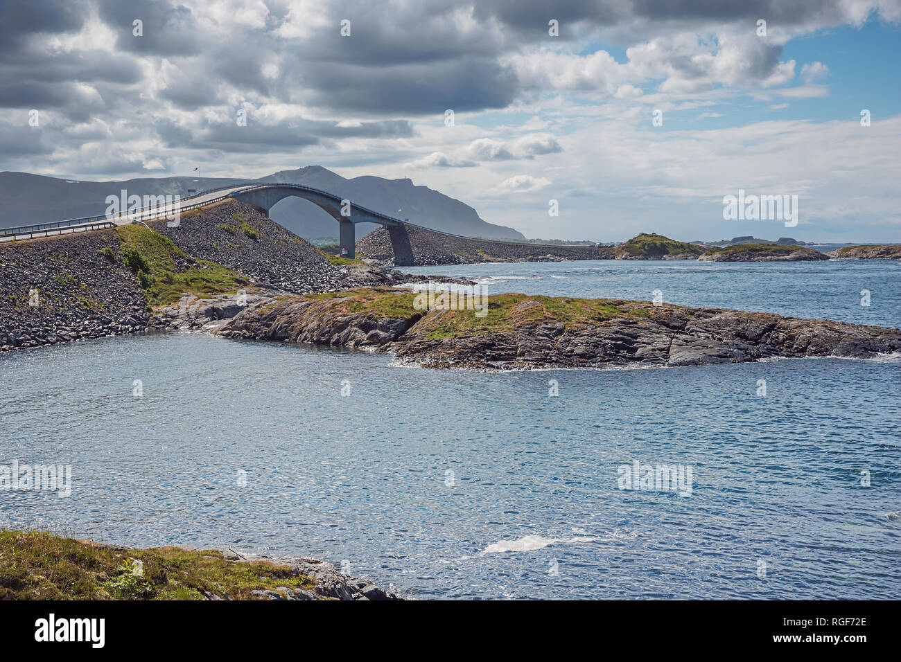 The Storseisundet Bridge seen from Lyngholmen on the Atlantic Road ...